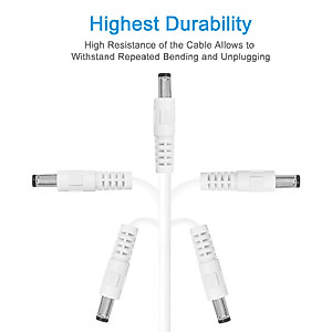 SIOCEN【2-Pack DC Power Extension Cable 13ft 5.5mm x 2.1mm 12V DC Security Camera Extension Cord Male to Female for CCTV Indoor,Standalone LED Strip,DC Power Supply Adapter Extender Cable