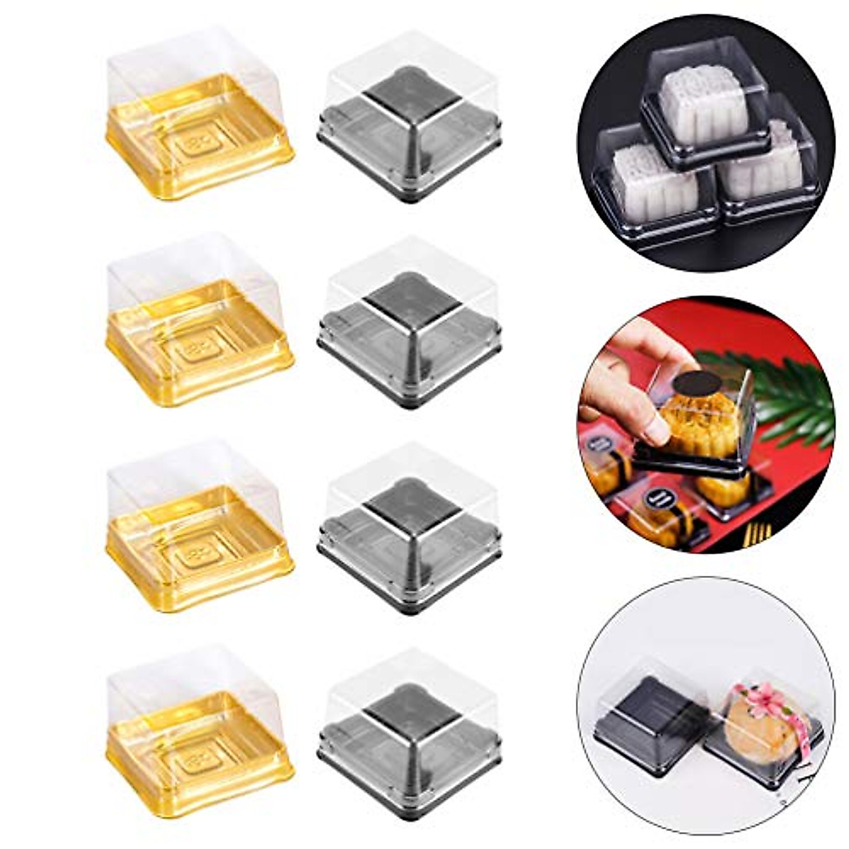 Hemoton Mini Cake Box 100Pcs Clear Plastic Mini Cupcake Cookie Box Muffins Mooncakes Box Pastry Packing Boxes Christmas Holiday Party Favors Supplies Mini Mooncake Box