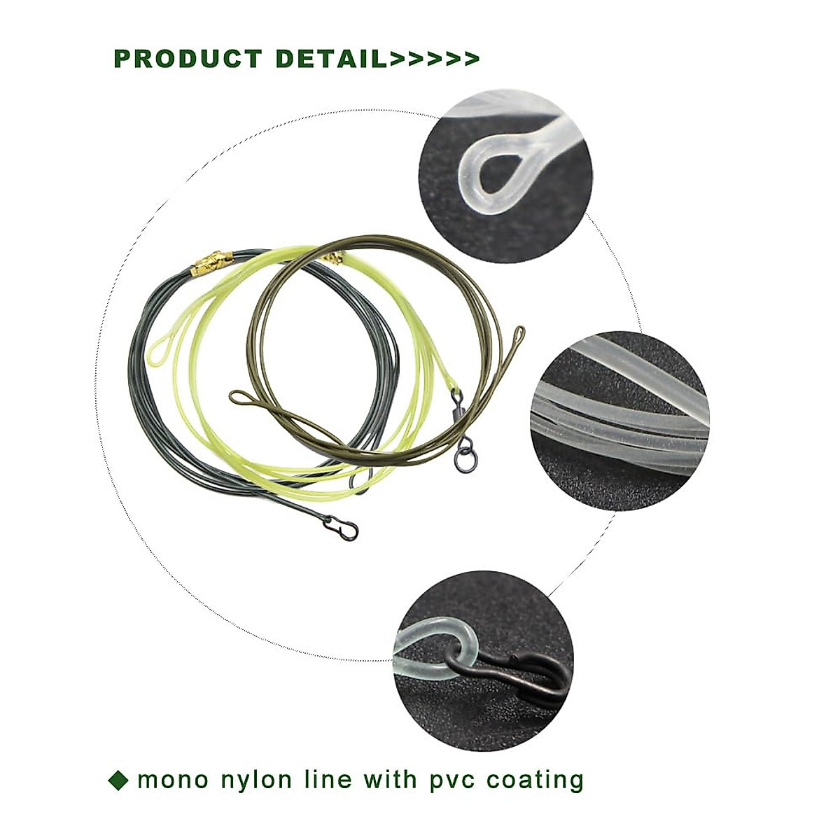 Gnuicyc Pack of 2 Fluorocarbon Tapered Leader 3.3FT 40LBS Strong Fly Line with Fast Change Swivel