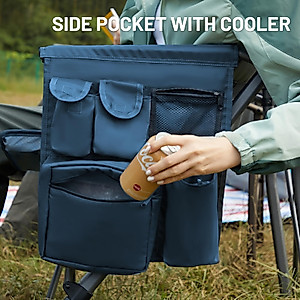 TIMBER RIDGE Oversized Folding Camping Chair High Back Heavy Duty for Adults Support up to 500lbs with Cup Holder, Side Pocket Cooler Bag