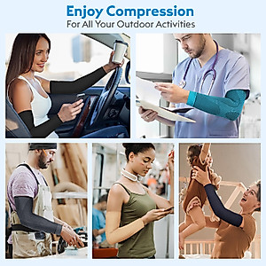 KEKING® Compression Arm Sleeves, Pair, Firm 20-30mmHg Graduated Compression Full Arm Support for Recovery, Pain Relief, Tendonitis, Golfers & Tennis Elbow Brace, Workouts Sports - Latex Free Blue XL