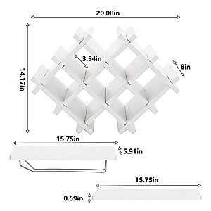 Wine Rack Wall Mounted, Wall Mount Wine Rack with Wine Glass Holder, Wall Holder White Floating Wine Shelf Holder with 8 Wine Bottle Holders for Home Kitchen