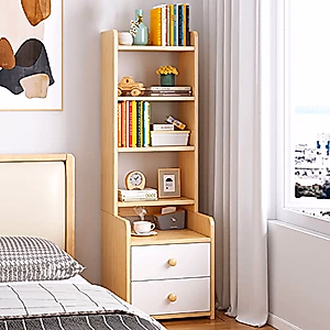 MKYOKO Night Stand, Side Table with Storage Drawer and Open Wood Shelf, Wooden Cabinet, Small Bookshelf Bookcase, Nightstands for Bedroom, Living Room, Dorm (Color : C)
