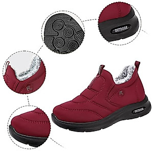 JEUROT Women Snow Boots Winter Shoes Slip on Boot Comfortable Winter Boot Waterproof Booties Comfy Outdoor Anti Slip Shoes Coffee