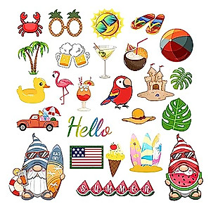 ArtAubrey 25 Pcs Summer Beach Fridge Magnet Hello Summer Car Magnets, Cruise Door Hawaii Decorations for Refrigerator, Car and Office Whiteboard
