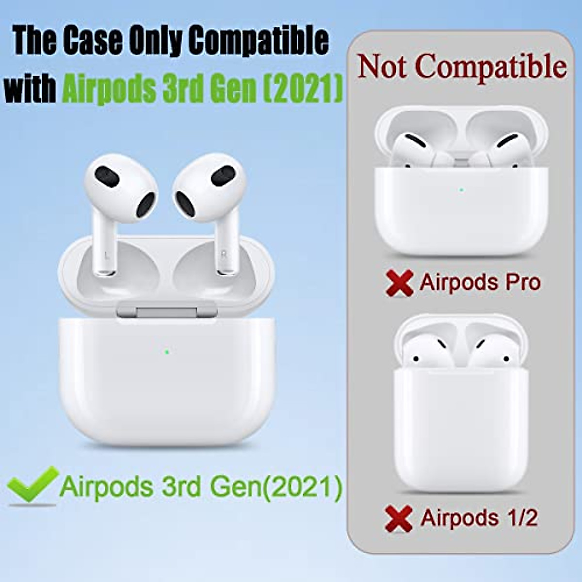 [3 Pack] Funny AirPods 3rd Generation Case, 3D Cartoon Character Cute Aripod Case for Airpods 3 Kawaii Airpods 3 2021 Cover for Men Boys Silicone Protective Case with Keychain Accessories