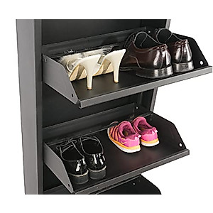 KASER Shoe Storage Cabinet -3 Drawer 20" Metal Wall Mountable Shoe Storage for Entryway with No Assembly - Shoe Cabinet for Entryway Slim - 2-3 Pair per Tier (Black)