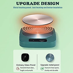 Coffee Mug Cup Warmer Coaster for Coffee Tea Cocoa Milk Food Fruits Candle, Aluminum Metal Panel, Safe Reliable, Green (4" x 5")