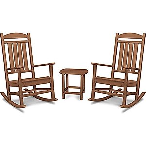 Hanover Pineapple Cay All-Weather Porch Rocking Chair Set Outdoor Furniture, Brown