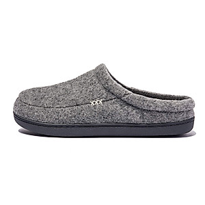 NewDenBer Men's Cozy Memory Foam Slippers Soft Felt Wool Slip on Indoor Outdoor Clog House Shoes (10-10.5 D(M) US, Grey)