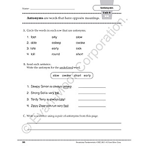 Vocabulary Fundamentals, Grade 1 Teacher Resource