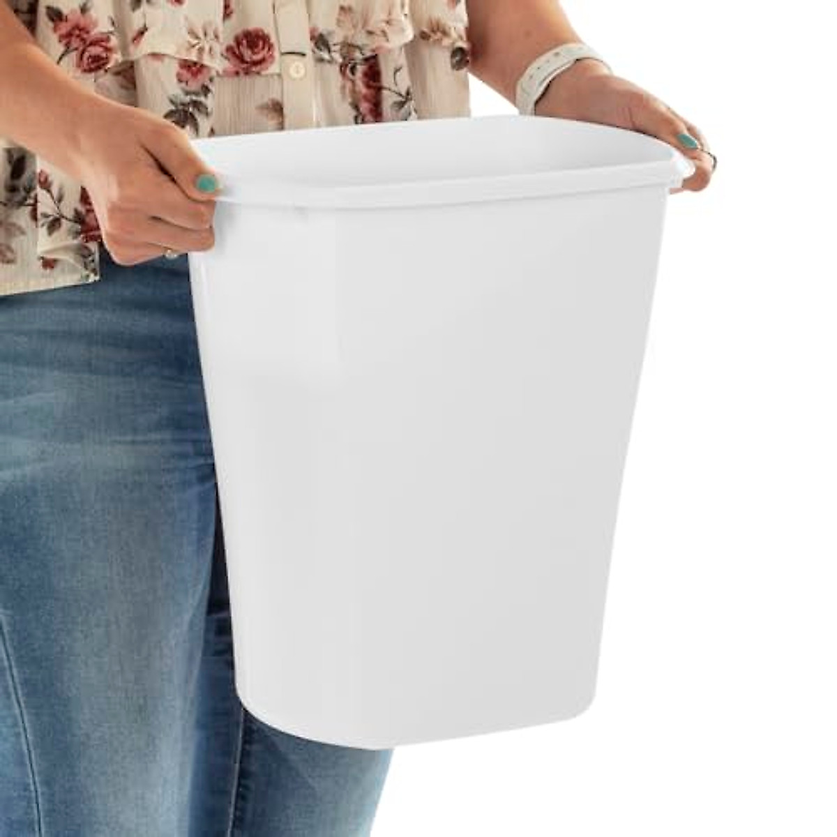 Sterilite 3 Gallon Rectangular Wastebasket, Small Plastic Trash Can for the Bathroom, Bedroom, Dorm Room or Home Office, White, 6-Pack