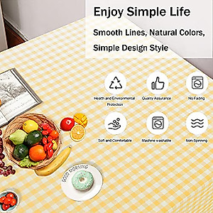 Buffelo Check Table Cloth Check Tablecloth Linen Buffalo Check Tablecloth Rustic Tablecloth (54*54", Yellow and White)