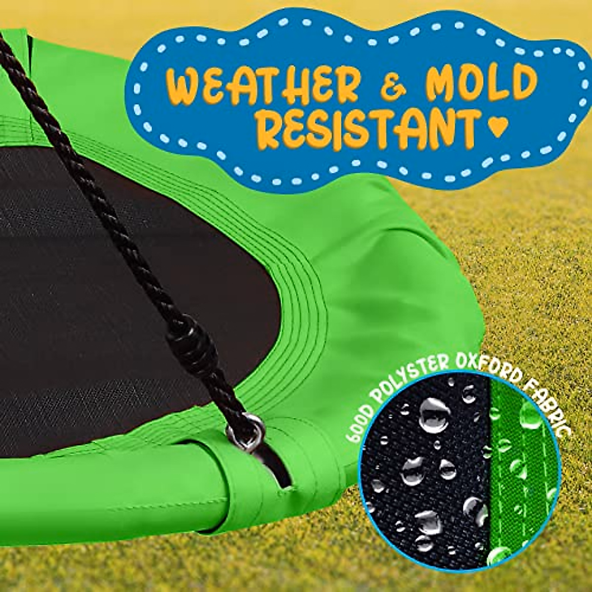 SereneLife Outdoor Spinner Saucer Tree Swing-Hanging Tree Oval Shaped Flying Saucer w/Rope Straps,Cushion Padded Metal Frame,Polyester Fabric Seat,for Kids & Adult-SereneLife SLSOVSWNG55GR (Green)