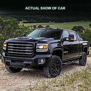 SCITOO Compatible fit for Pair Towing Mirrors Power Smoke Turn Signal Light Light For Chevy For GMC C1500 C2500 C3500 K1500 K2500 K3500 1988-1998 (Black)