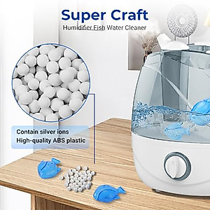 Funmit 12 Pack Universal Humidifier Cleaner Fish Compatible with Almost All Humidifiers and Fish Tanks, Purifies Water, Prevents Hard Water Build-Up, Reduces Scale, Blue
