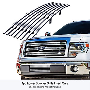 APS Compatible with Ford F-150 2009-2014 Lower Bumper Stainless Steel Chrome Polished 8x6 Horizontal Billet Grille Insert F66789S