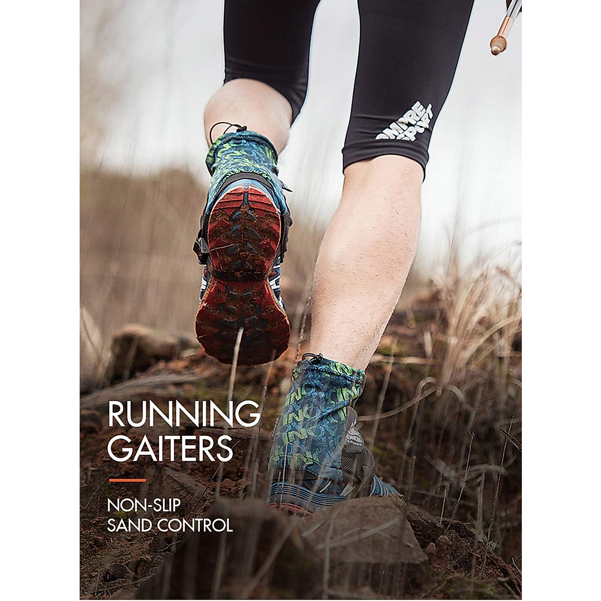 Keep outdoor 1 Pair Low Trail Running Gaiters Sandproof Ankle Gaiters Lightweight Protective Reflective Shoe Covers for Hiking Walking Marathon