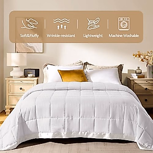 downluxe King Size Blanket with Satin Trim, Lightweight Down Alternative King Blanket for All Season, Machine Washable (Ivory, 90x108 Inch)