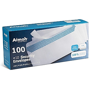 #10 Security Tinted Self-Seal Envelopes - No Window - EnveGuard, Size 4-1/8 X 9-1/2 Inches - White - 24 LB - 100 Count (34100)