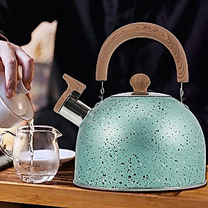 Hemoton Stovetop Tea Kettle Stainless Steel Whistling Teapot Water Kettle Stove Coffee Kettle with Cool Grip Ergonomic Handle for Boiling Water 2L Green
