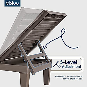 BLUU Chaise Lounge Chairs for Outdoor Patio Use | Adjustable with 5 Positions | Wood Texture Design | Waterproof | Easy to Assemble | Max Weight 330 lbs | Set of 2