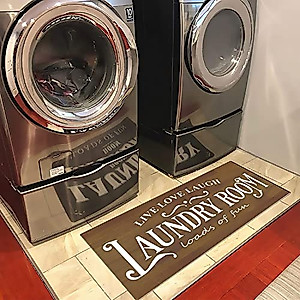 Ukeler Vintage Wood Laundry Room Area Rugs Non Slip Natural Rubber Runner Rug Waterproof Anti Fatigue Kitchen Rug Laundry Room Floor Mat Bathroom Mats 20''×59''