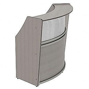 Linea Italia Curved Office Clear, Easy to Assembly Single Unit Reception Desk Counter for Lobby, Salon, 1 Panel, Ash