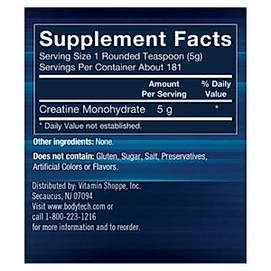 BODYTECH 100% Pure Creatine Monohydrate Powder (31.9 oz)