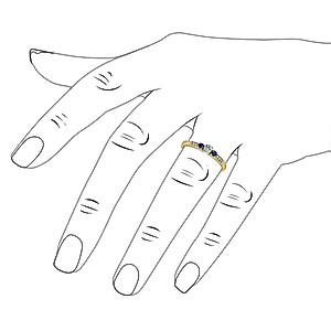 TriJewels Diamond & Blue Sapphire Women Three Stone Engagement Ring 0.42 ctw 14K Yellow Gold-4.5