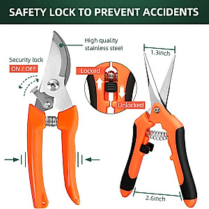 EWPJDK 2 PCS Garden Pruning Shears, Pruning Shears for Gardening, Stainless Steel Garden Shears, Gardening Shears, Gardening Scissors, Garden Tools