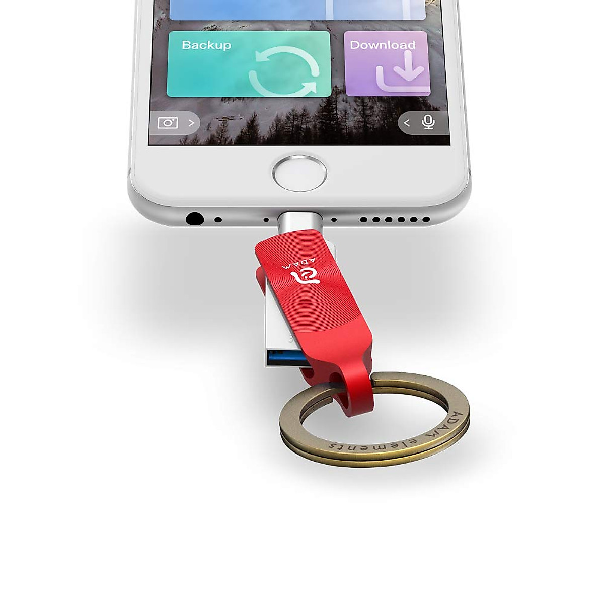 ADAM elements iKlips Duo+ 128GB MFi Certified Premium Flash Drive Compatible with iPad, iPhone (128GB, Adam Red)