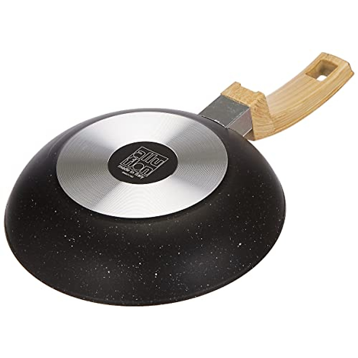 ALLUFLON Etnea Wood Edition Frying Pan, Hardoise Non-Stick and Anti-Scratch Coating, Wood Effect Handle, Safe, 20 cm