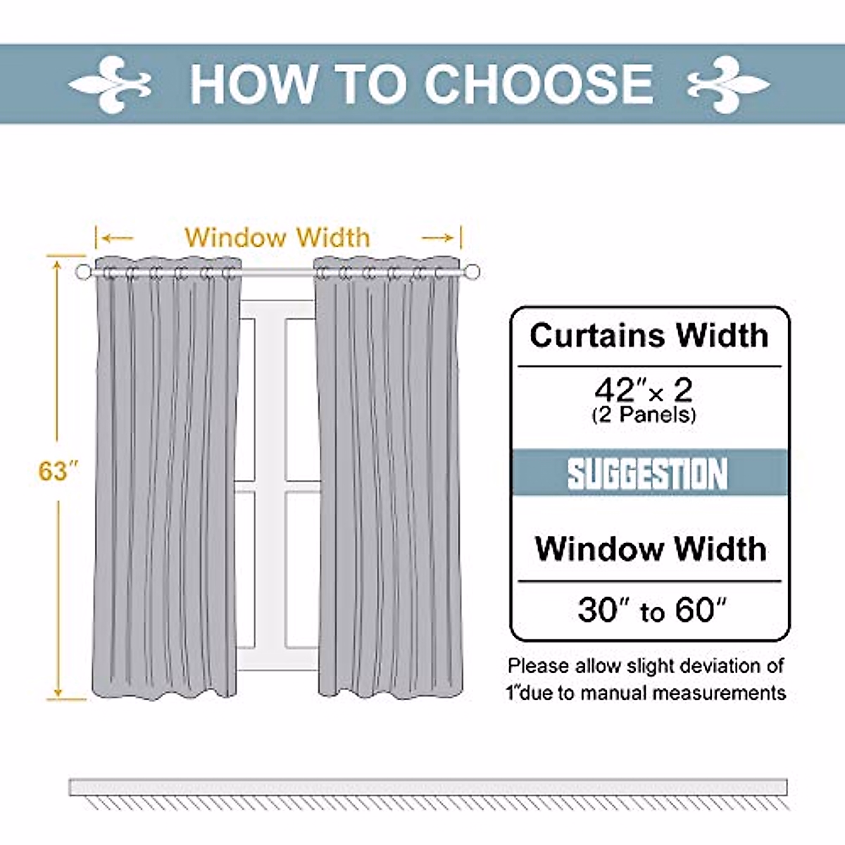 ChrisDowa 100% Blackout Curtains for Bedroom with Black Liner, 2 Thick Layers Total Blackout Thermal Insulated Grommet Window Curtains 63 Inch Length 2 Panels Set (Light Grey, 42 x 63 Inch)
