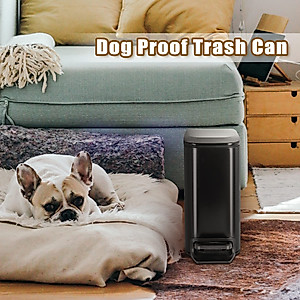 TrashAid Small Bathroom Trash Can with Lid Matt Black Soft Close, 6 Liter / 1.6 Gallon Stainless Steel Garbage Can Narrow with Removable Inner Bucket, Step Pedal