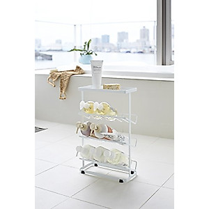 Yamazaki Home Tower Bath Rack - Bathroom Shower Storage Holder, Caddy Shelf Organizer - Medium, 17" - Steel - Holds Up to 9 Dispensers