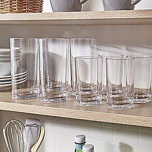 US Acrylic Classic Clear Plastic Reusable Drinking Glasses (Set of 8) 9oz Juice & 16oz Water Cups | BPA-Free Tumblers, Made in USA | Top-Rack Dishwasher Safe