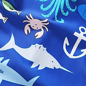 HAPPYMA Newborn Infant Baby Boys Swimsuit One-Piece Zipper Cartoon Fish Print Bodysuit Sunsuit Swimwear Bathing Suit (Blue, 0-3 Months)