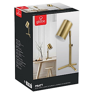 Globe Electric 52097 Pratt Desk Lamp, 18 in 1, Brass 1-Light