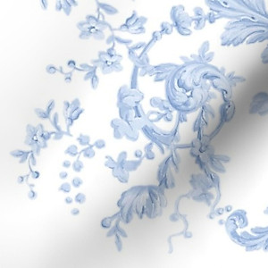 Spoonflower Fabric - Grandmillennial Cottagecore French Countryside Blue and White Floral Printed on Petal Signature Cotton Fabric by The Yard - Sewing Quilting Apparel Crafts Decor