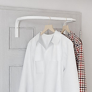 brightmaison Sofia Clothes Rack, Hanging Closet Organizer Adjustable & Wall Mount Clothes Rail Laundry Organizer Steel, White