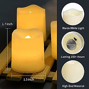 SHYMERY Flameless Votive Candles,Flameless Flickering Electric Fake Candle,24 Pack 200+Hour Battery Operated LED Tea Lights in Warm White for Wedding,Table,Festival,Halloween,Christmas Decorations