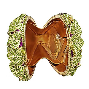 Tngan Women Cute Grape Evening Clutch Sparkling Full Rhinestones Purse Banquet Prom Shoulder Bag, Lavender