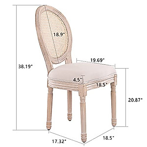 Henf French Country Dining Chairs Set of 2,Vintage Dining Chairs with Solid Wood Frame,Side Chairs Farmhouse Dining Chairs for Kitchen,Restaurant,Upholstered Dining Room Chair (Beige, Round Back)