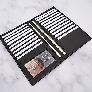 ag wallets Genuine Leather Mens Long ID 19 Credit Card Security Wallet Black (RFID_Black)