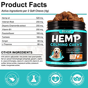 Calming Chews for Dogs, 110PCS Hemp Calming Treats Dog Anxiety Relief, Advanced Dog Calming Chews,Traval-Thunder-Seperations Stress Relief Calming Dog Treats (Chicken Flavor)