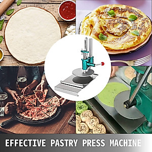 VEVOR Pizza Dough Press Machine, 7.9" Pizza Pastry Press Machine w/Dual Plates, 200mm Stainless-Steel Household Pizza Press w/ 0.2" Thick Disc, Dough Pastry Manual Press Machine w/Cast Iron Base