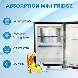 HIPOPLLER Compact Refrigerator, 1.42 cu.ft 110V Quiet Mini Fridge, Reversible Door with Lock, Energy Efficient Beverage Cooler for Bedroom Dorm RV Hotel Office, Black