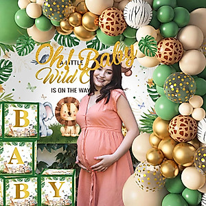 106PCS Safari Baby Shower Decorations, Safari Baby Shower Balloons Arch,Oh Baby Banner, Safari Backdrop, Safari Baby Boxes for Safari Theme Baby Shower Decorations