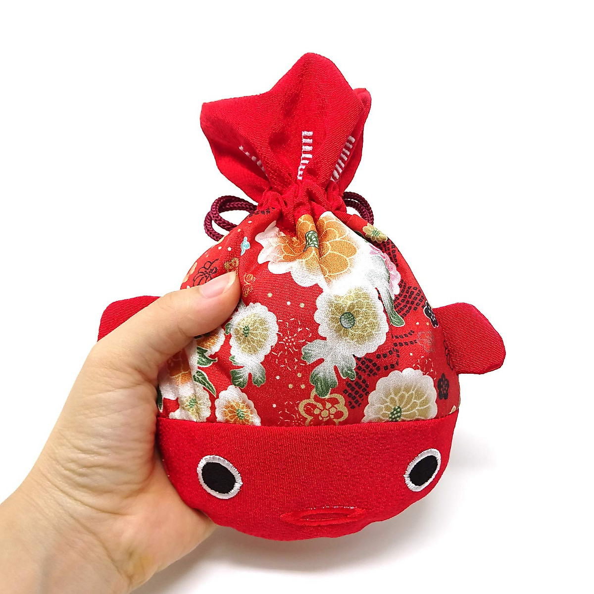 Honbay Cute Japanese Style Goldfish Drawstring Bag Gift Bag Cosmetic Bag Jewelry Pouch Coin Purse, 22x15cm/8.7x5.9inch (Red)
